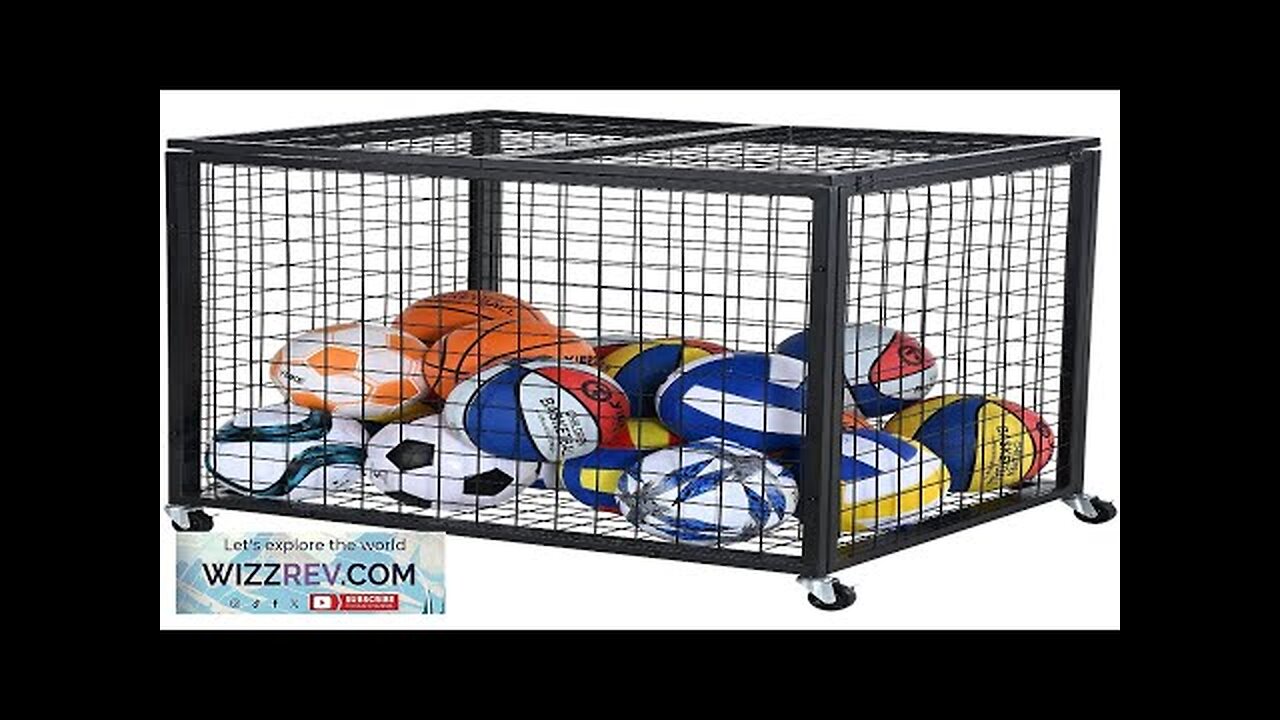 VEVOR Rolling Sports Ball Storage Cart Lockable Basketball Cage with ...