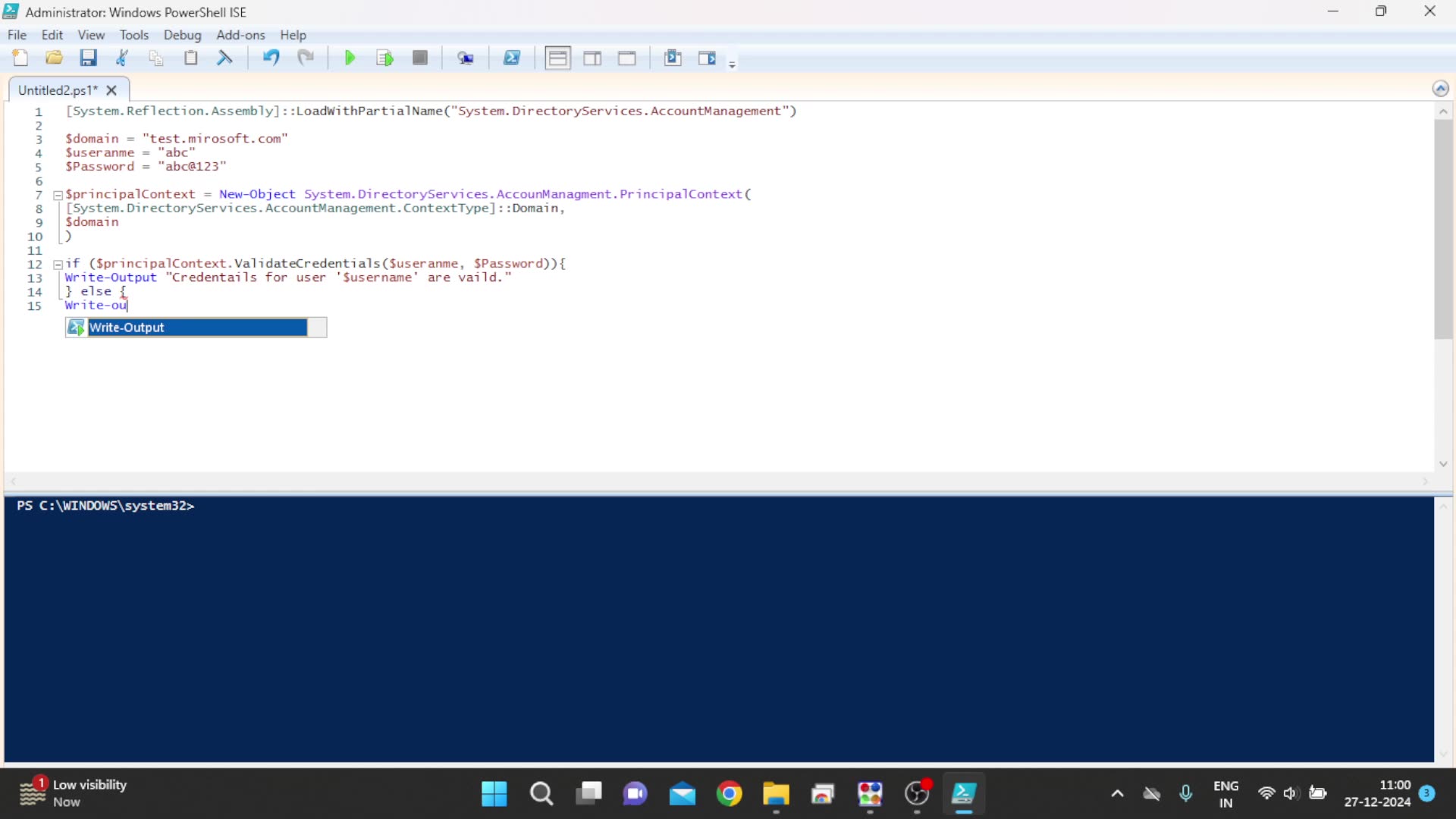 Validate Active Directory User Credentials Using Powershell 9844