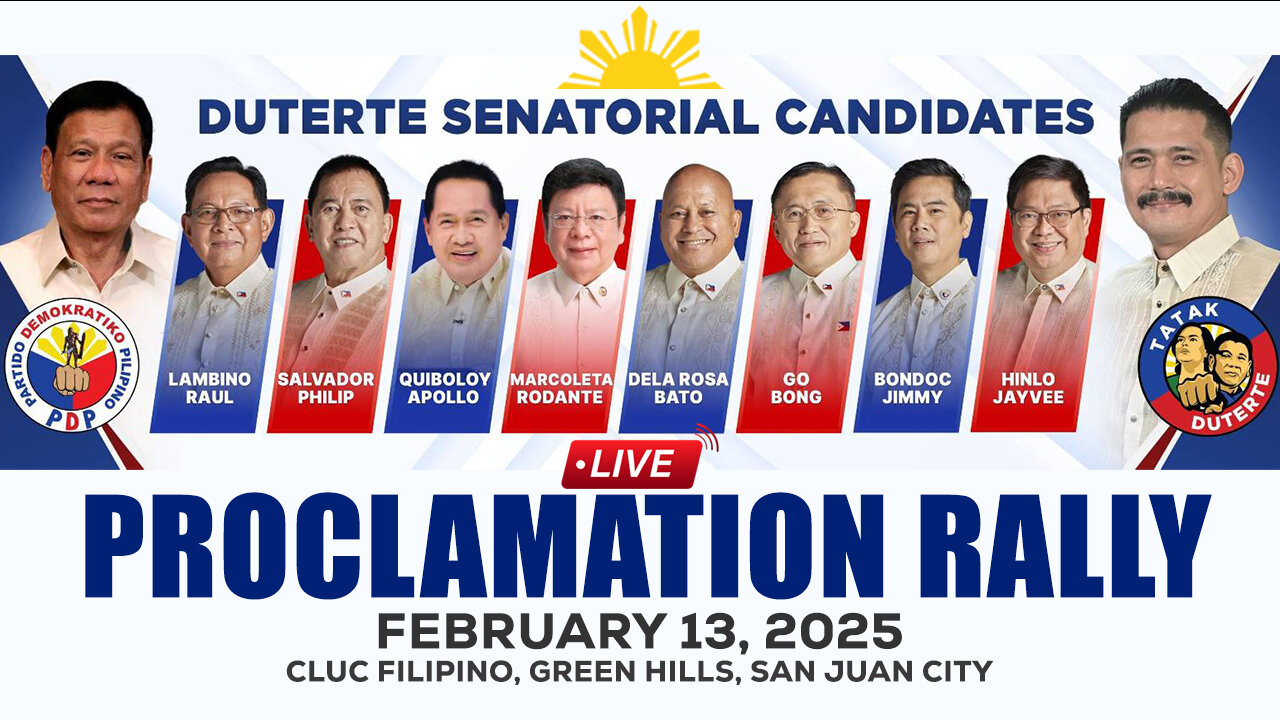 Live Now: Proclamation Rally for 2025 Duterte Senatorial Candidates