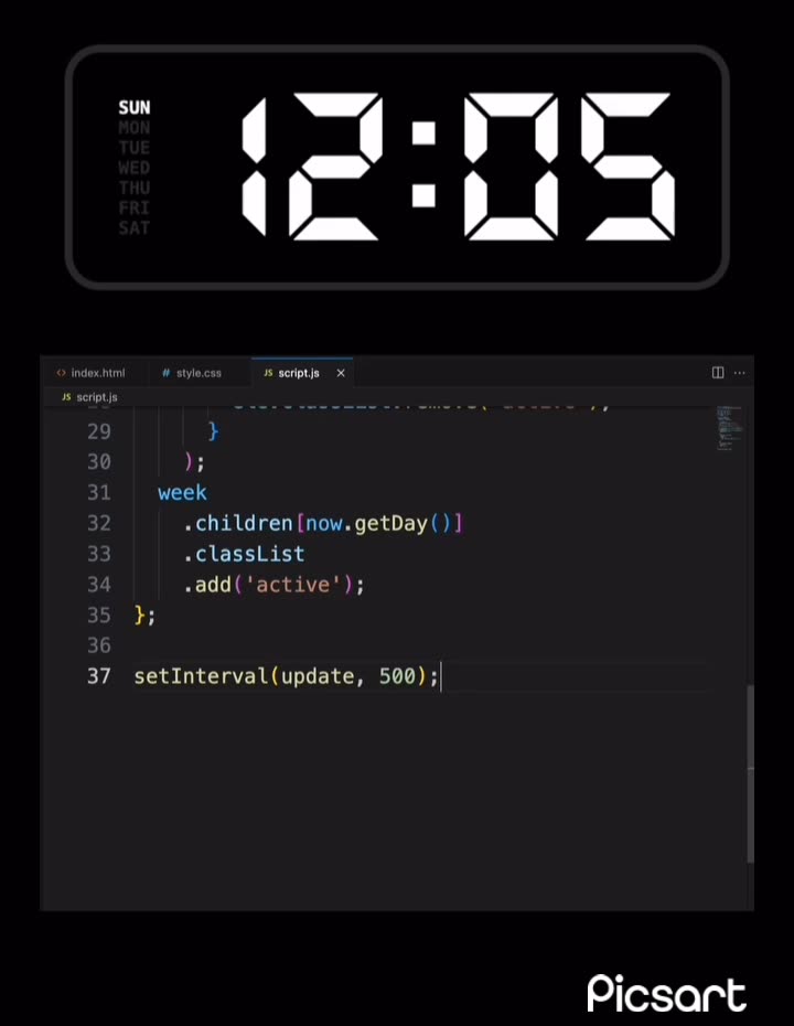 Digital Clock Html Css Javascript