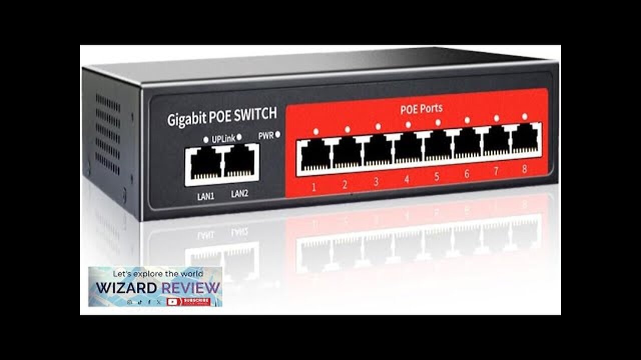 8 Port Gigabit PoE Switch with 2 Gigabit Uplink802.3af/at Compliant120W ...