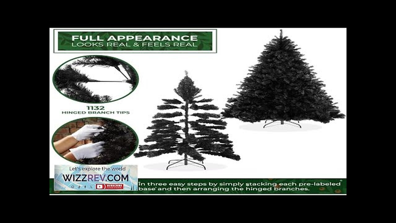 7.5FT Black Spruce Artificial Holiday Christmas Tree with Sturdy Metal ...