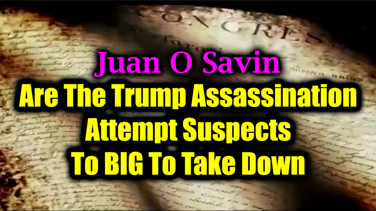 Juan O Savin: Are The Trump Assassination Attempt Suspects To Big To ...