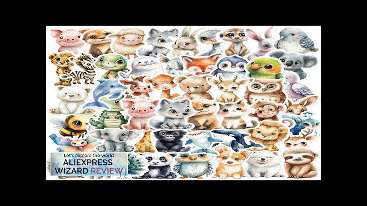 50PCS Cute Watercolor Animals Graffiti Stickers Cartoon DIY Skateboard ...