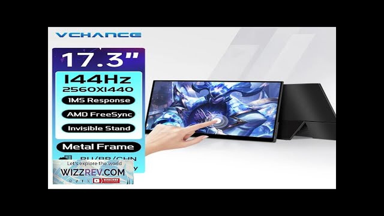 17.3 Inch 2K 144Hz Portable Monitor 2560x1440p Touchscreen 1ms 144 Hz ...
