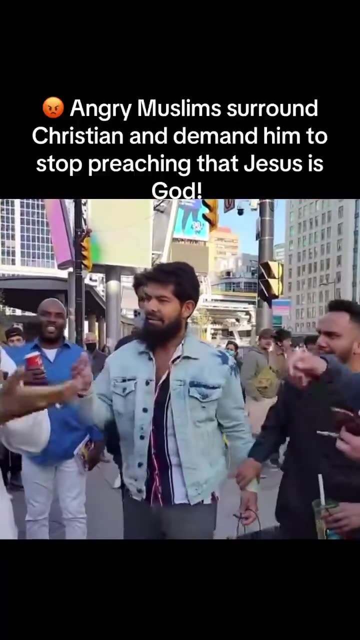 Angry members from the religion of peace surrounded a man preaching about