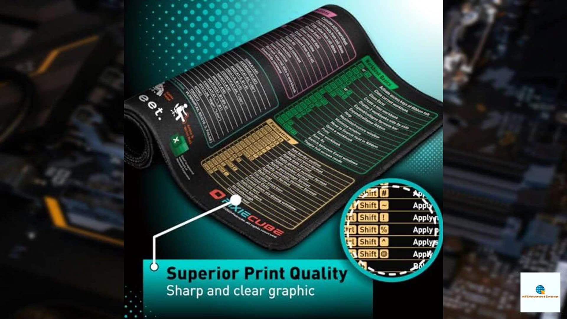 Excel Shortcut Keys Mouse Pad - Extended Large XL Cheat Sheet Gaming ...