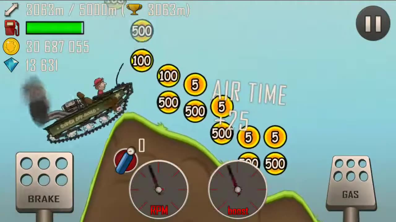 Hill Climb Racing, Tractor, Haunted, 1981m