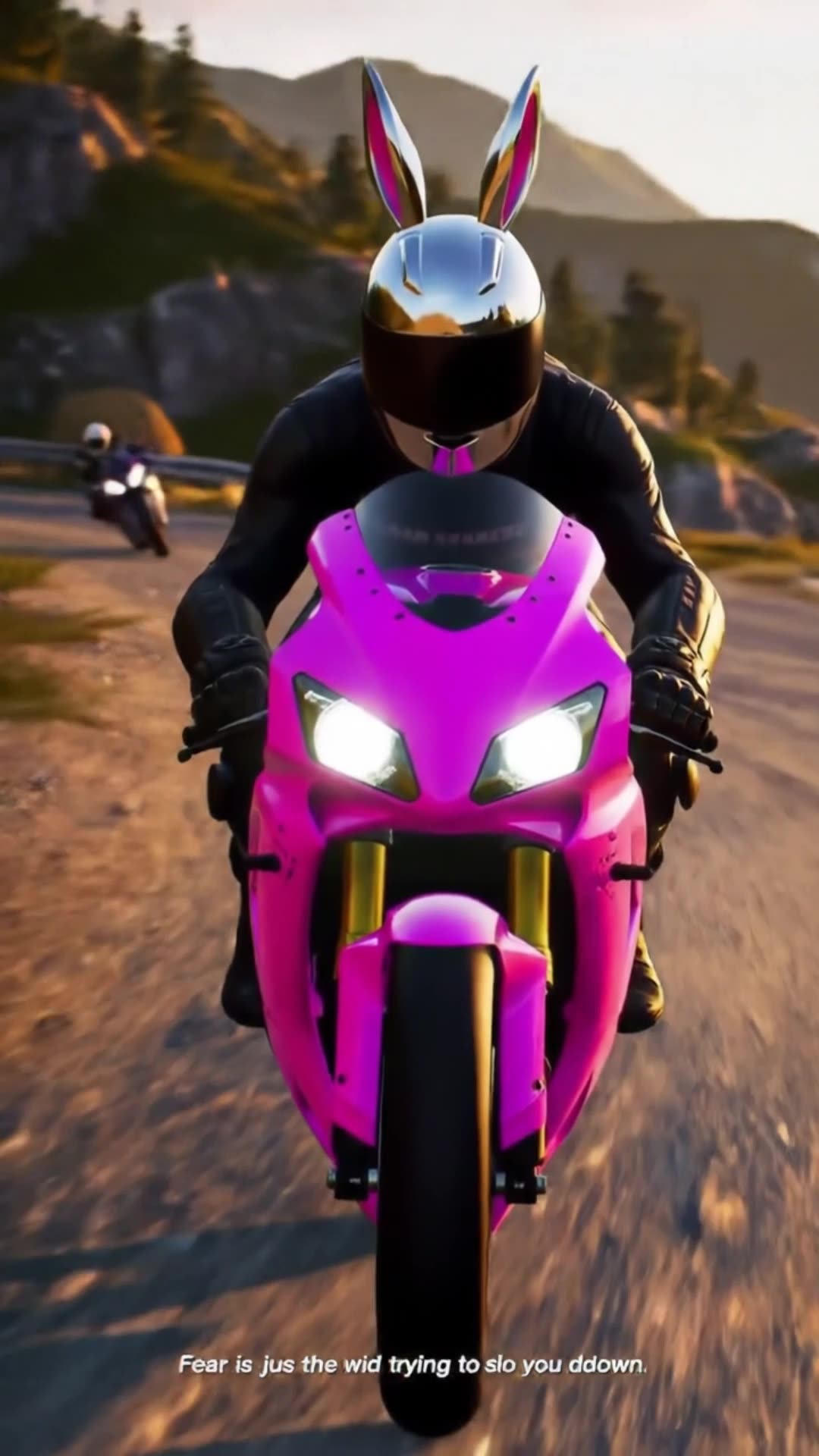 Rabbit Racing a Motorcycle
