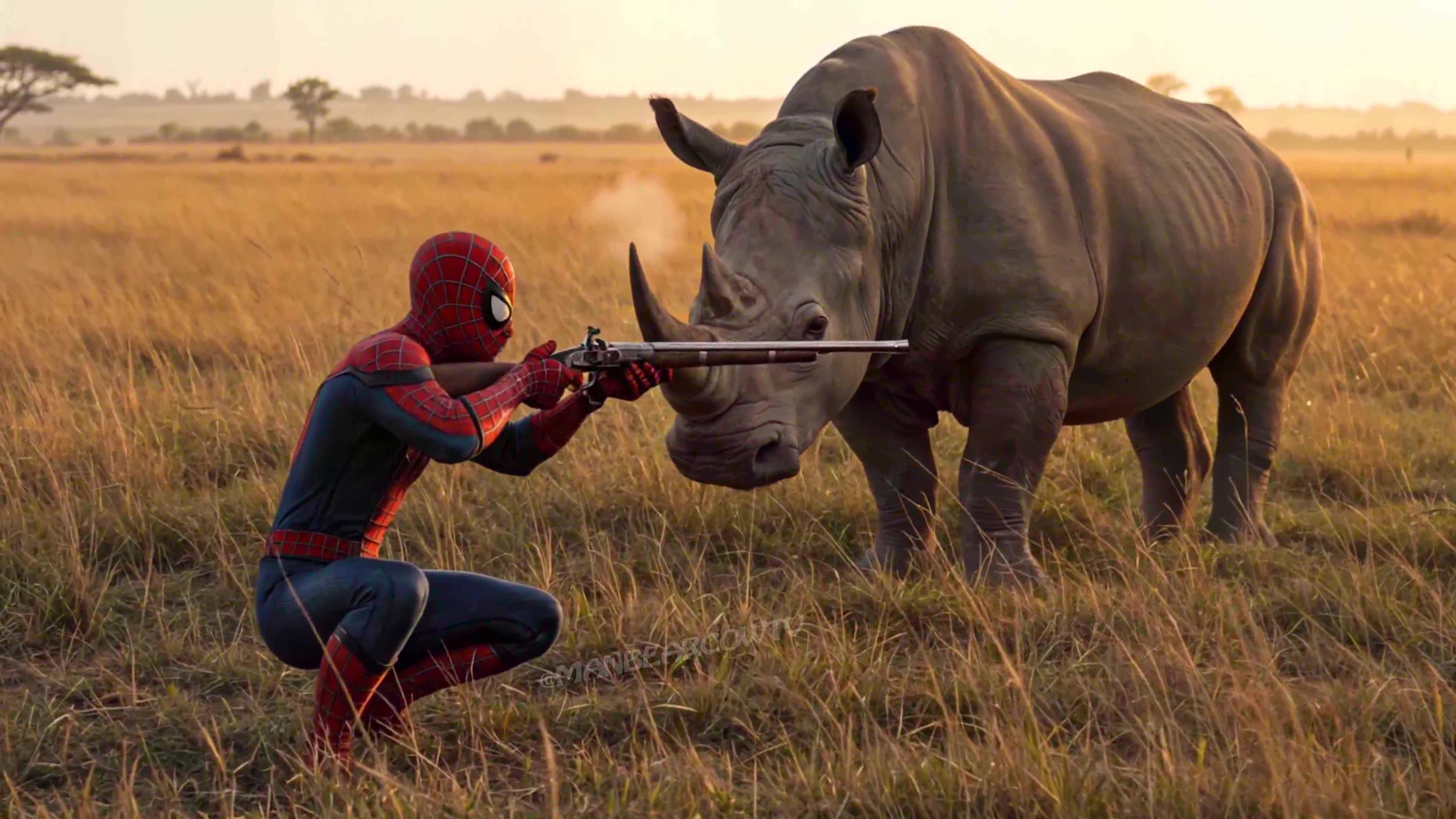 Bad Spider Man HUNTS ENDANGERED WHITE RHINO | With Great Power Comes ...