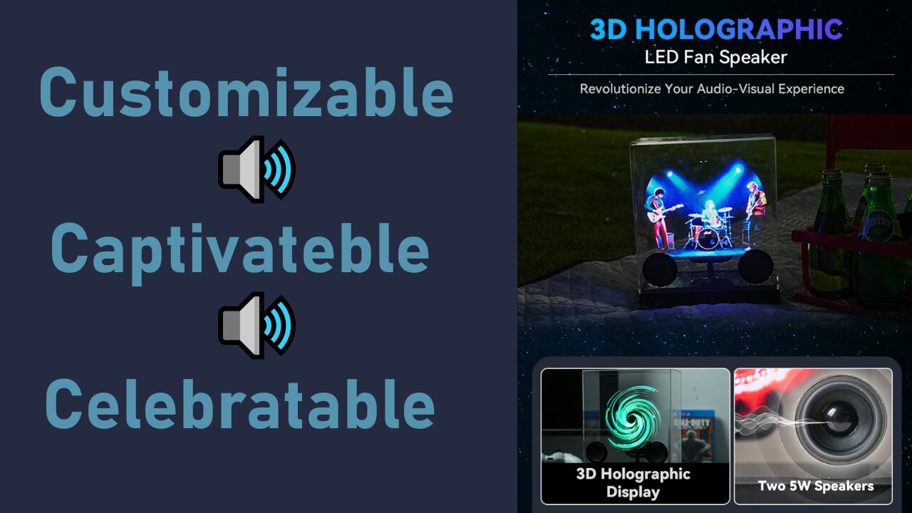 3D Holographic Fan LED Speaker - Redefine AV Experience