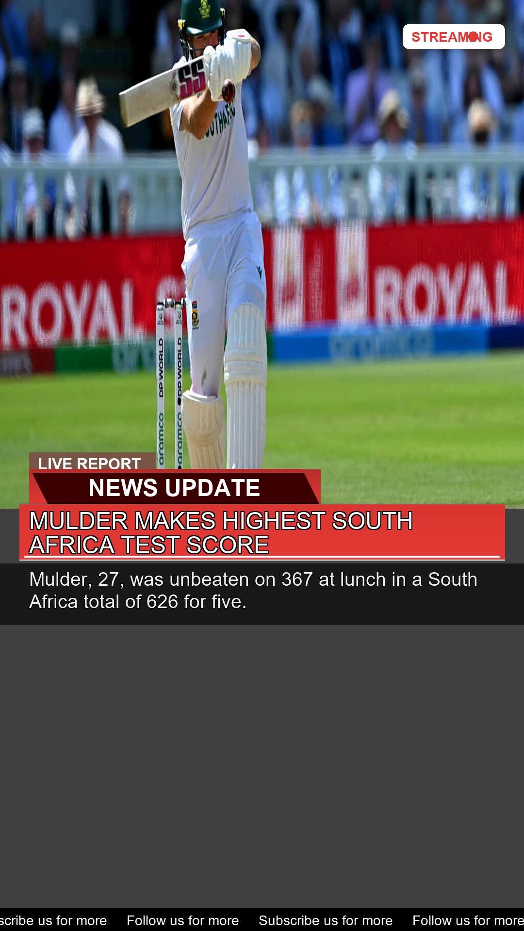 Mulder Makes Highest South Africa Test Score