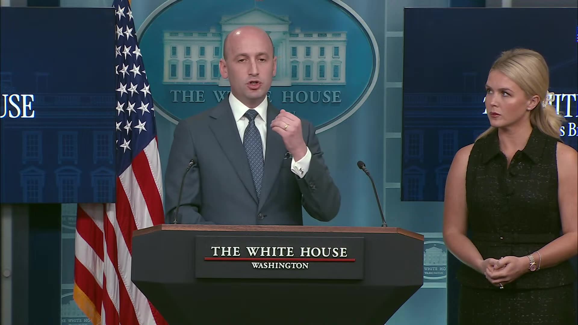 Press Secretary Karoline Leavitt and Stephen Miller Brief Members of ...