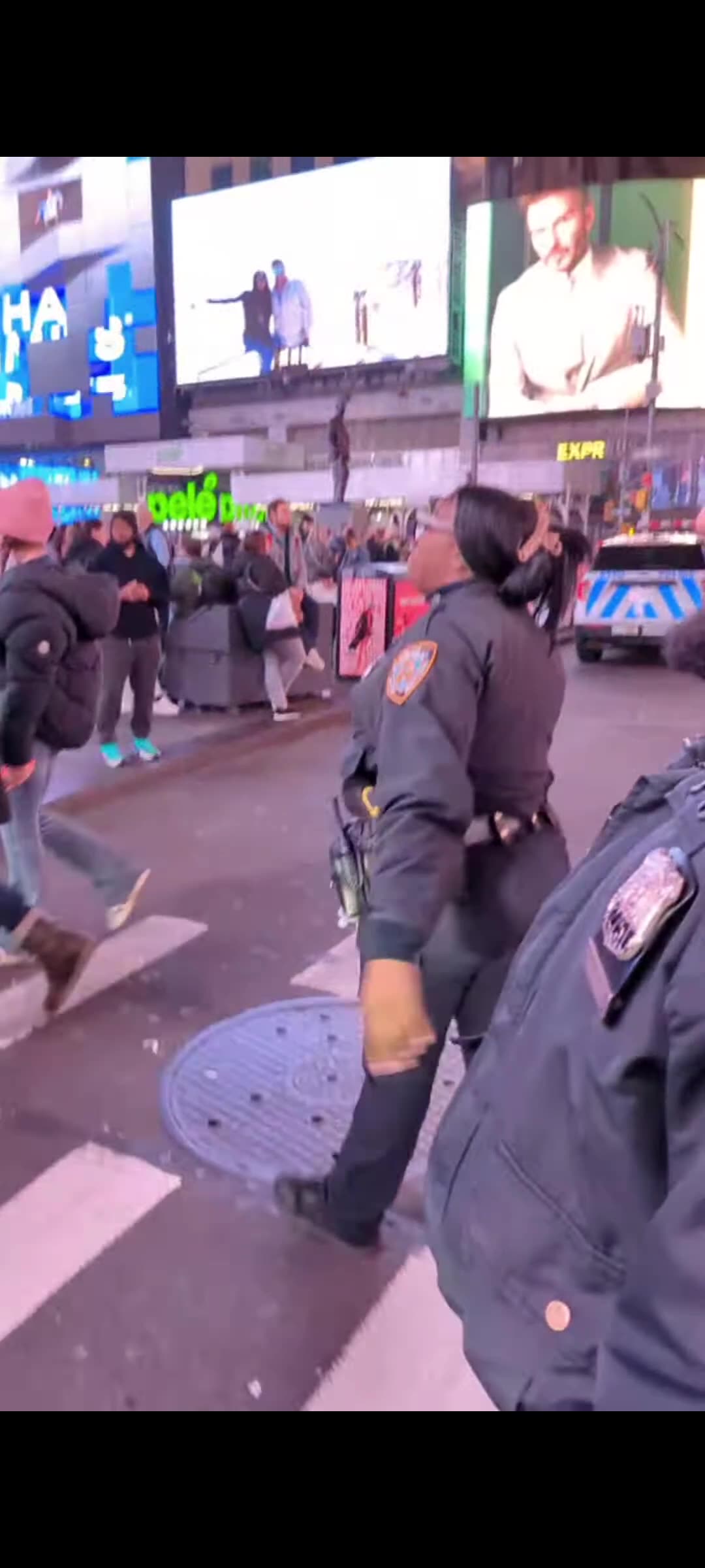 NYPD Police Cop Goes Crazy Times Square 42nd Street New York