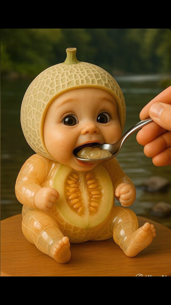 Cute baby eating melon ASMR