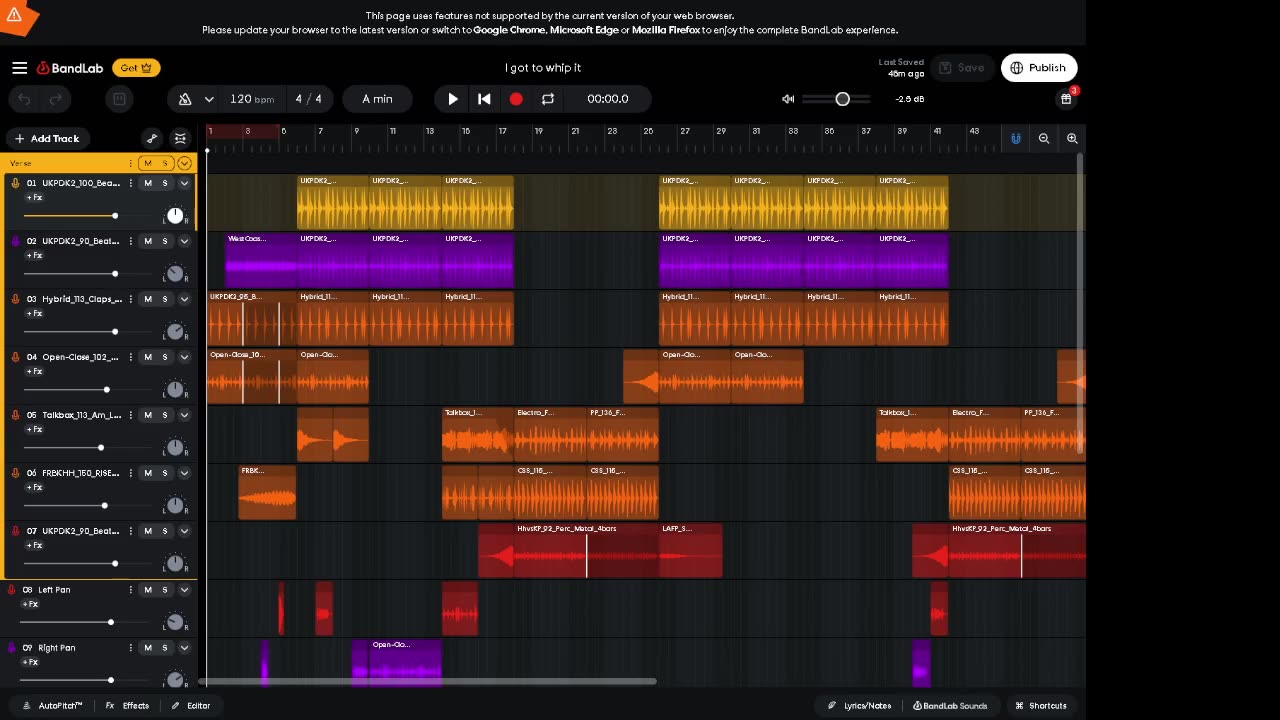 Bandlab Web, song structure