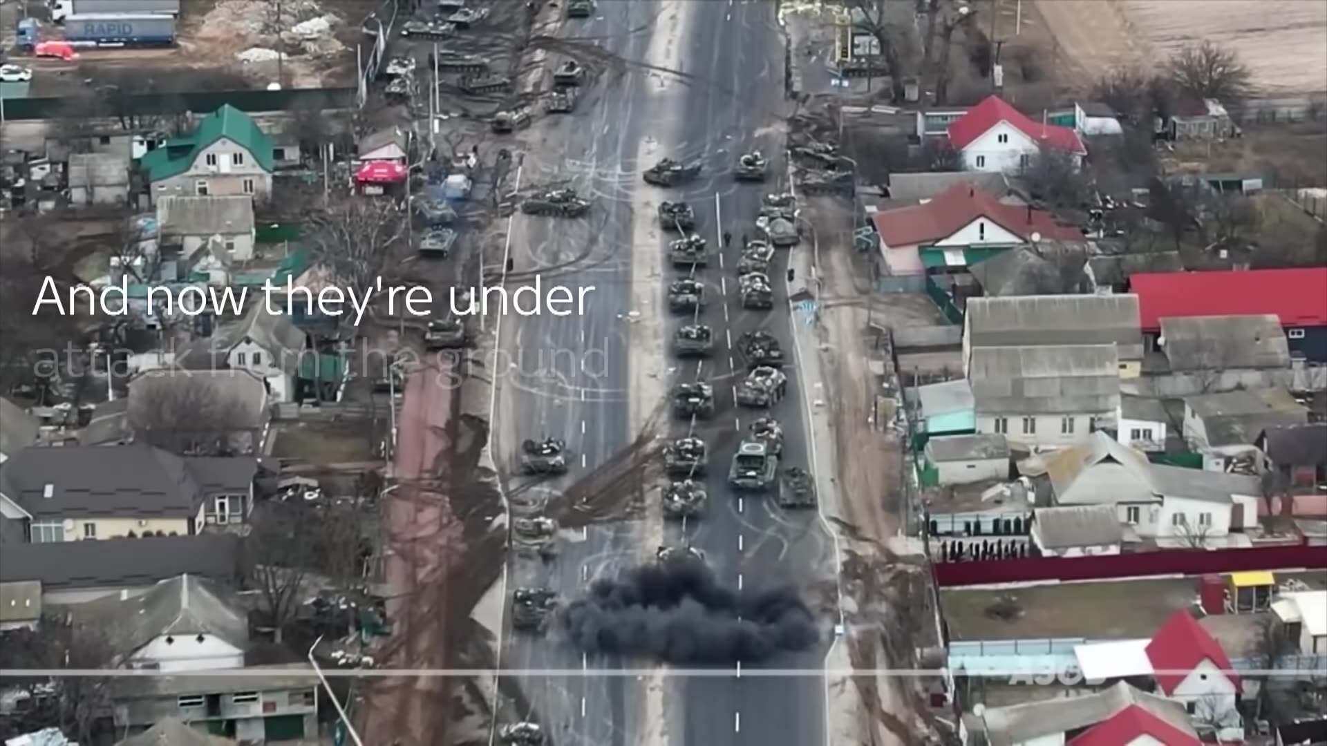 Ukraine War: Dramatic drone footage shows Russian convoy 'ambush'