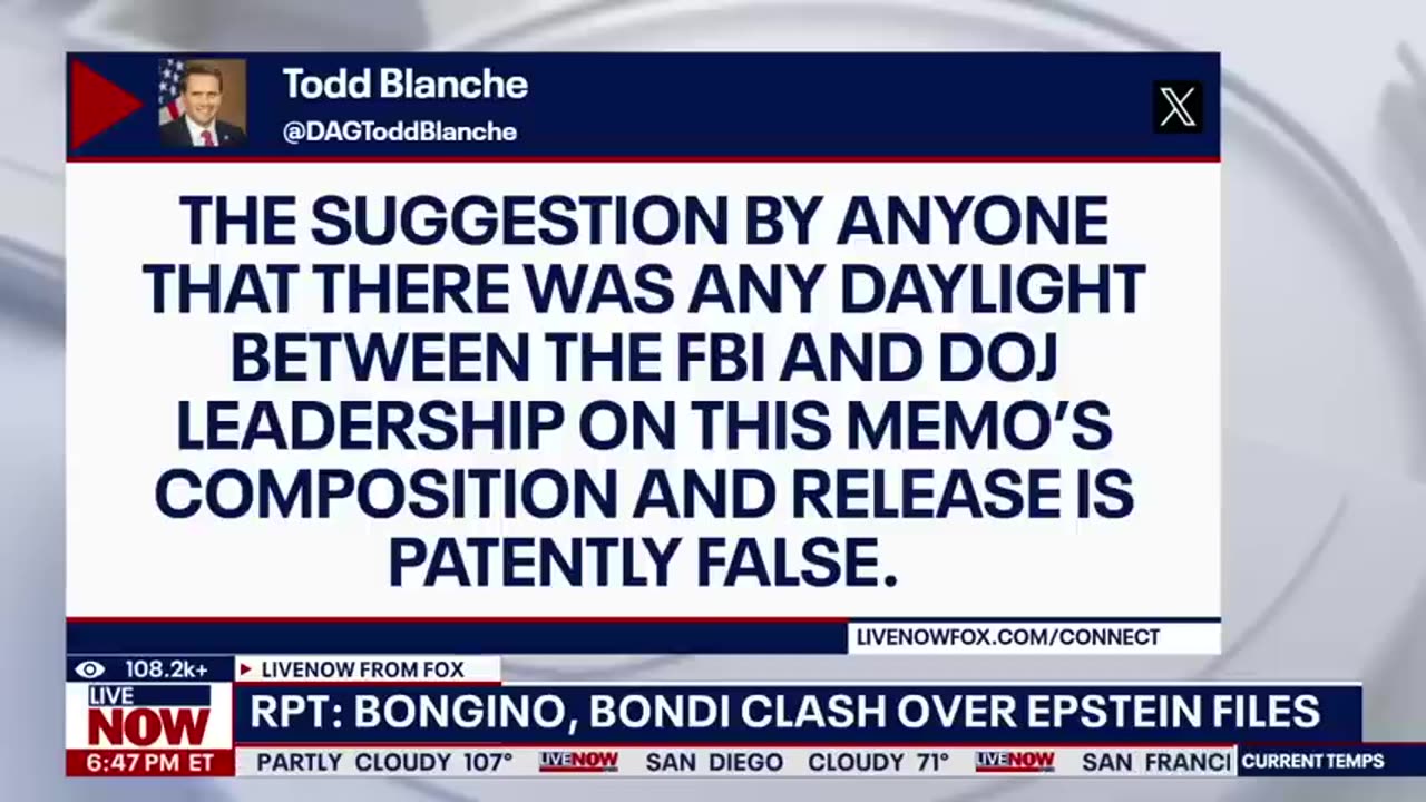 LiveNOW from FOX - Pam Bondi, Dan Bongino clash over Epstein files