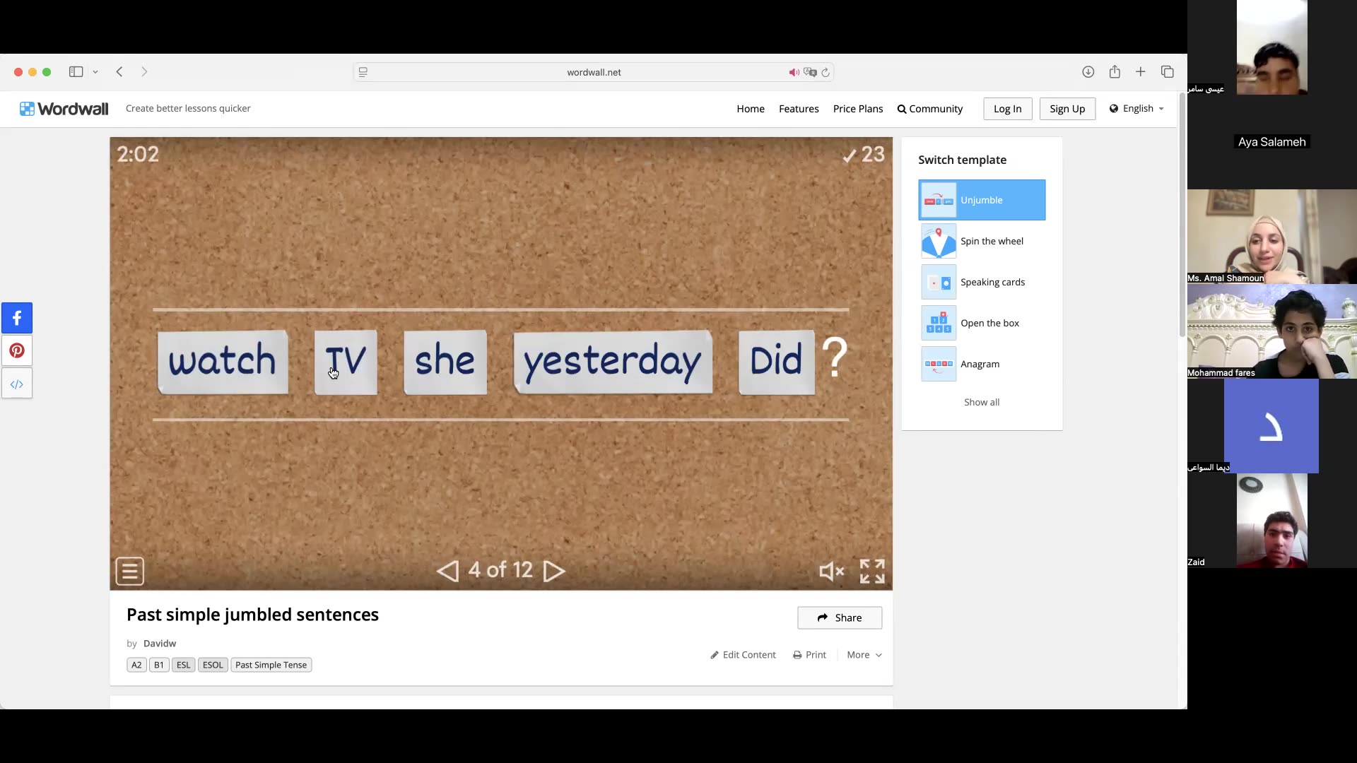 Basic Sentence Structure Class (5)