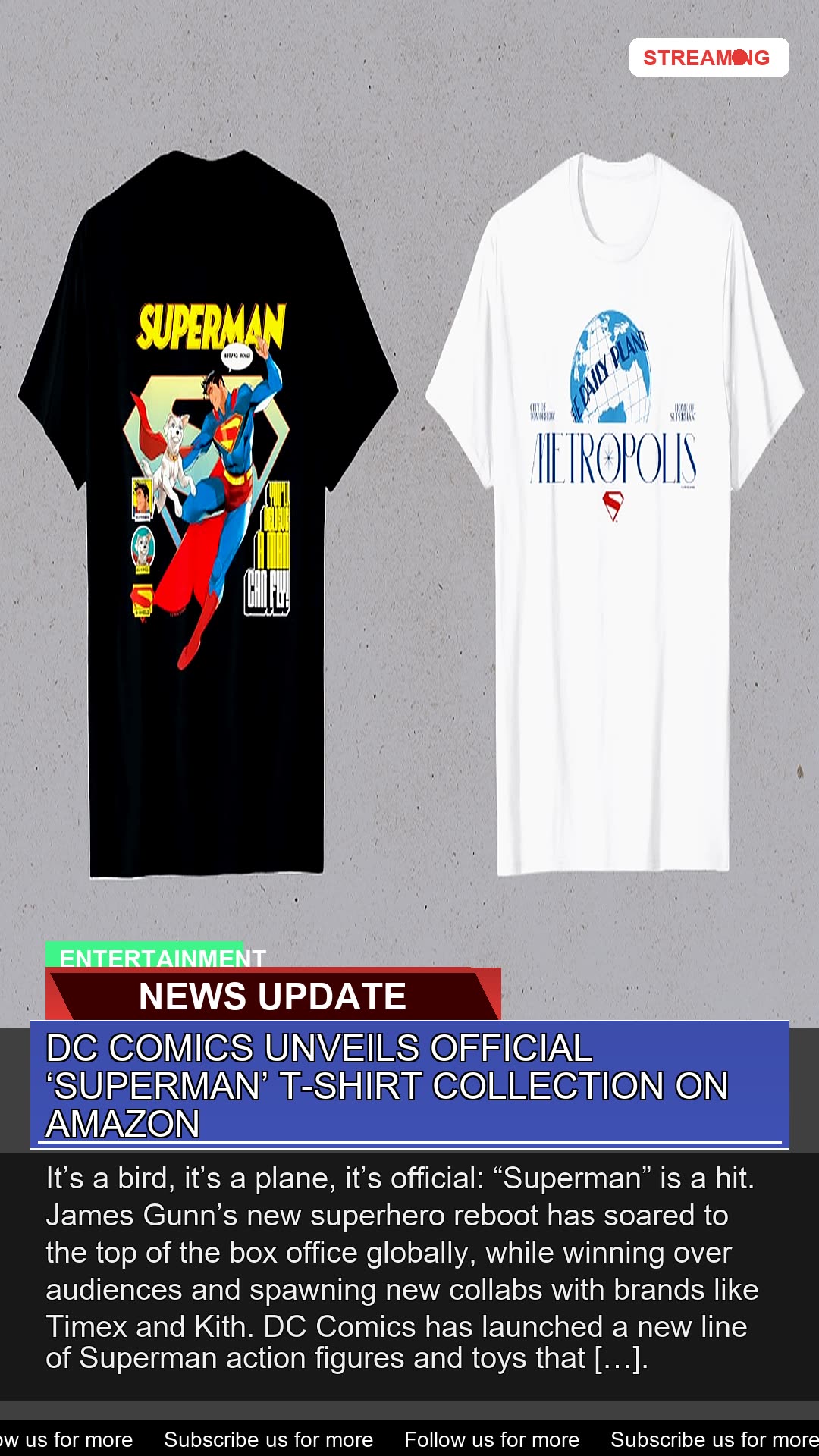 Dc Comics Unveils Official Superman Tshirt Coll