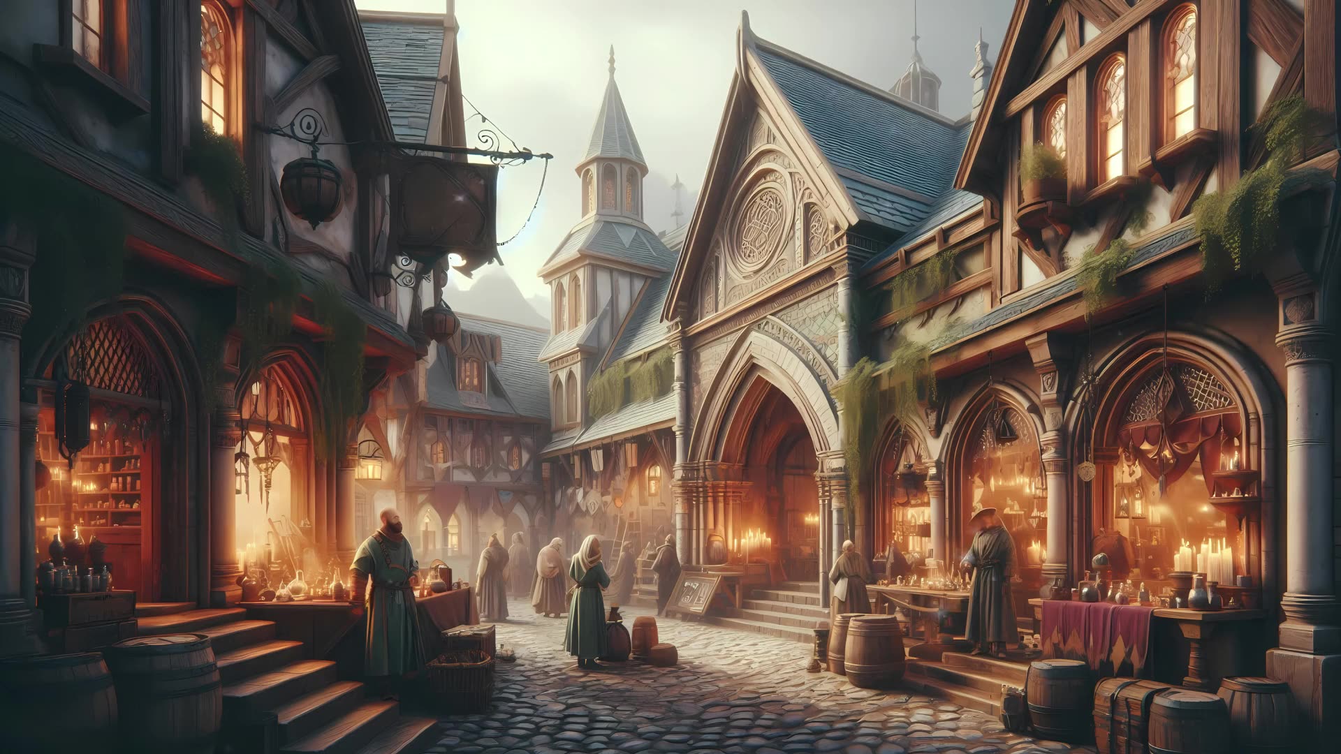 Medieval Fantasy Marketplace Ambience | Relaxing Soft Piano Soundscape ...