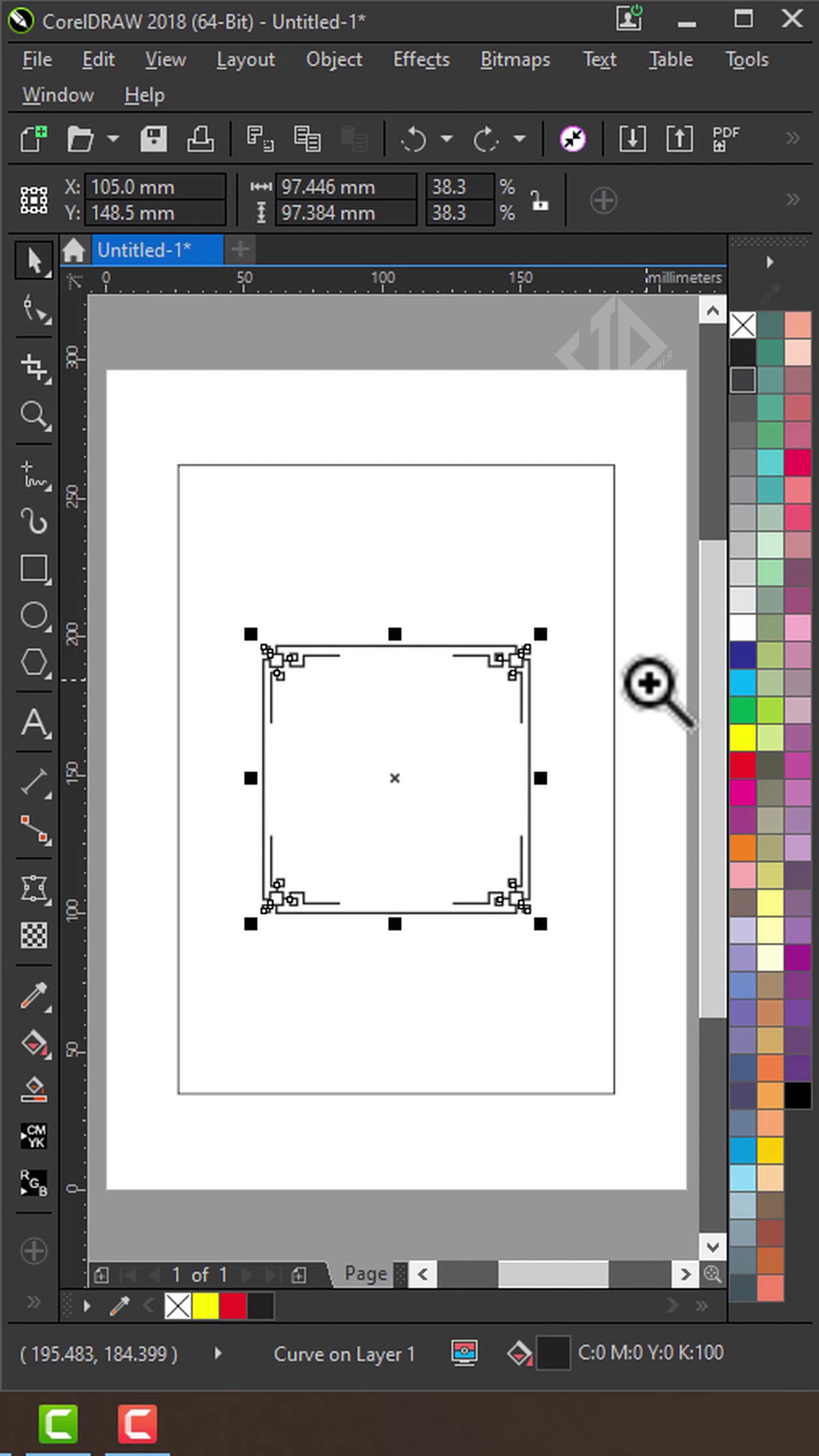 How to expand frame border proportionally in CorelDraw