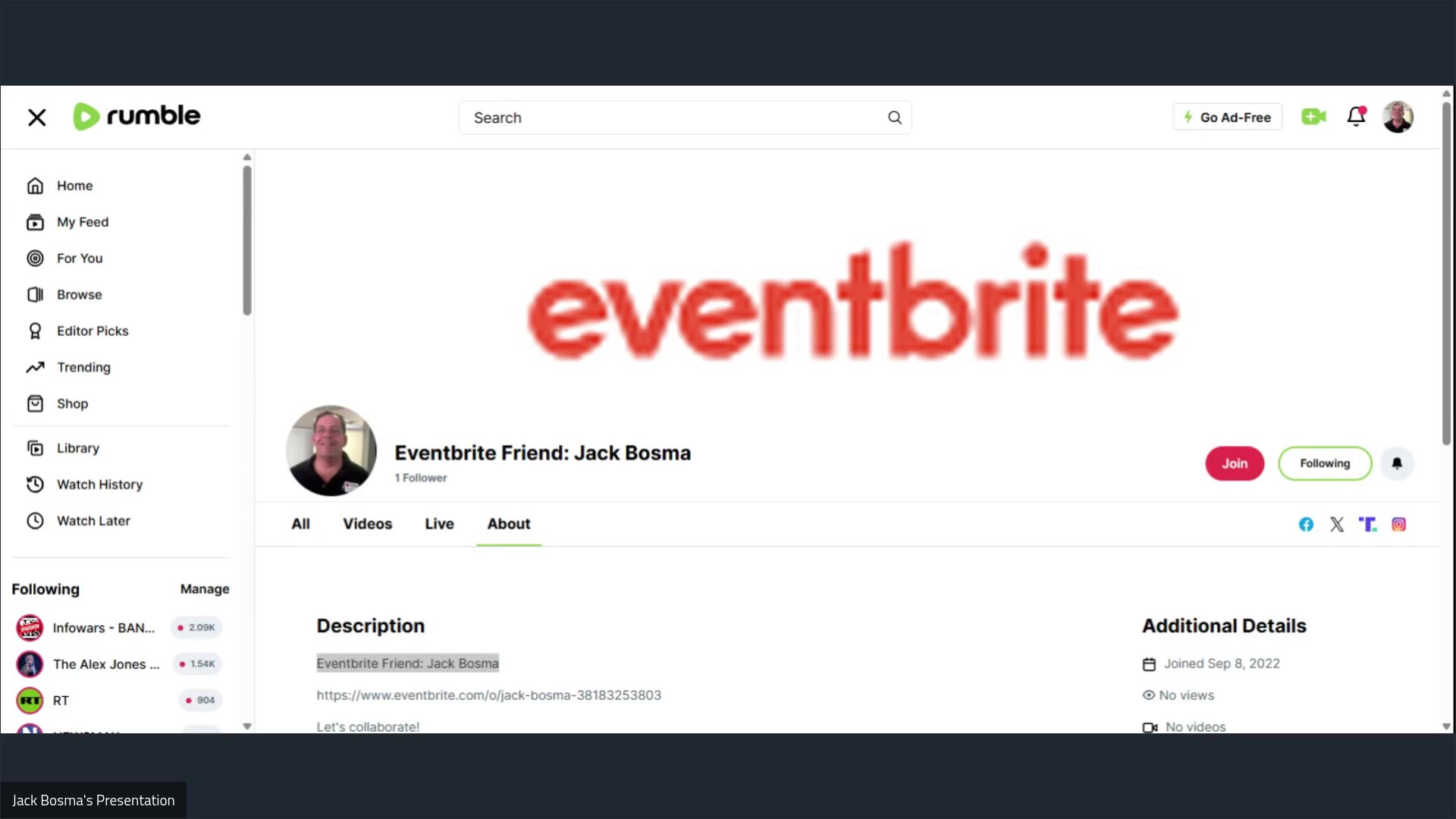 Eventbrite Friend: Jack Bosma