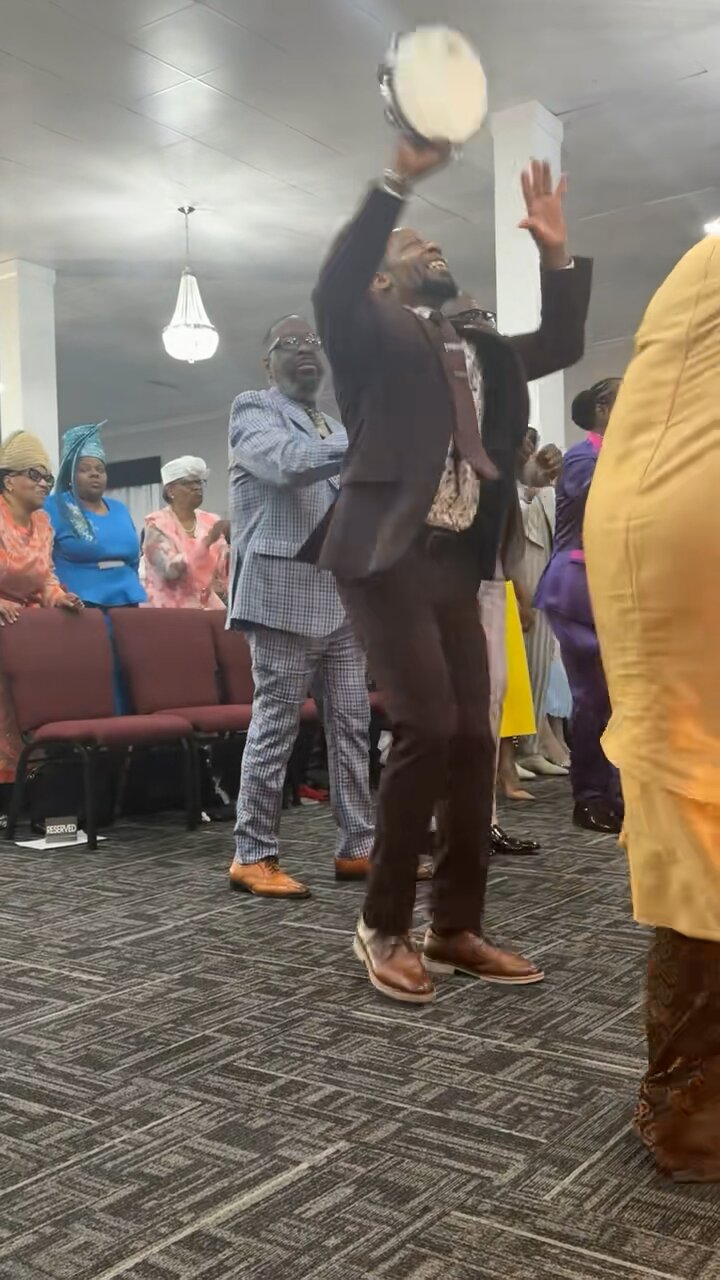 Guy with tambourine - praise break