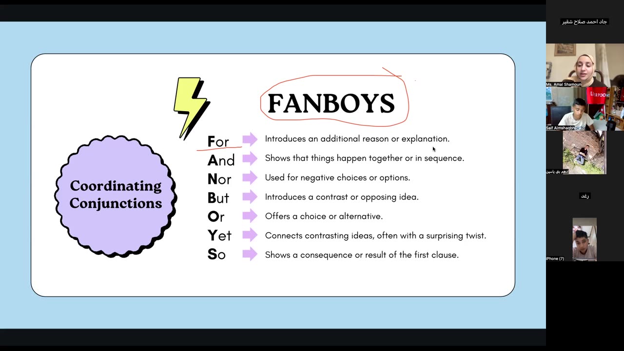 Conjunctions + Prepositions of place Class (7)