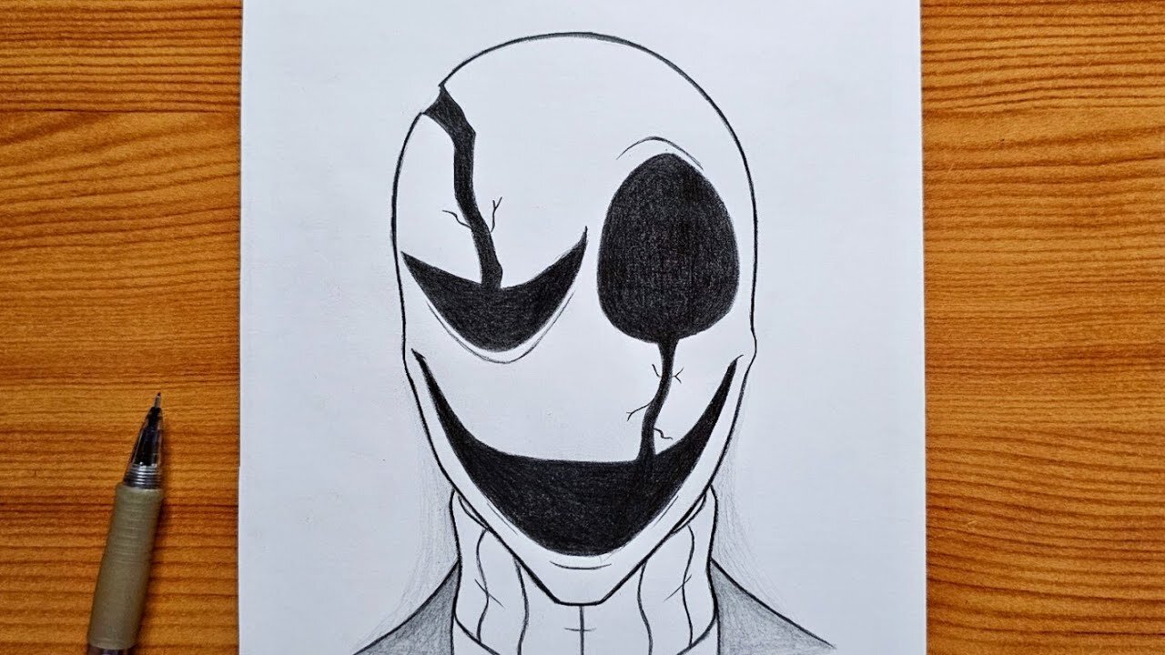 How to draw Creepy ghost face | Ghostface step by step | Easy ideas for ...