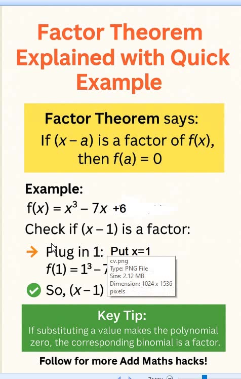 Factor Theorem Explained with a Quick Example