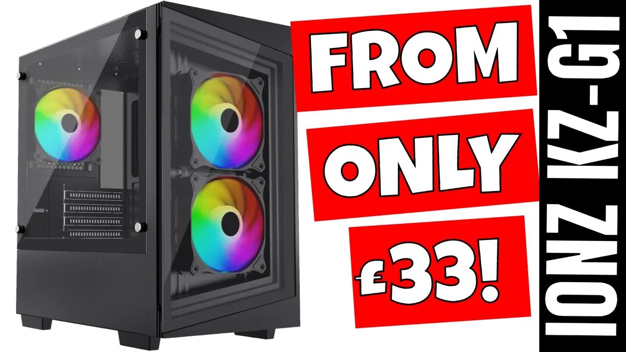 IONZ KZ G1 Pro Gamer Edition Dual TG ARGB MATX PC Case Under £33