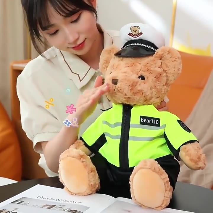 new sunrise Custom handsome Soft stuffed police teddy bear Plush Toy ...