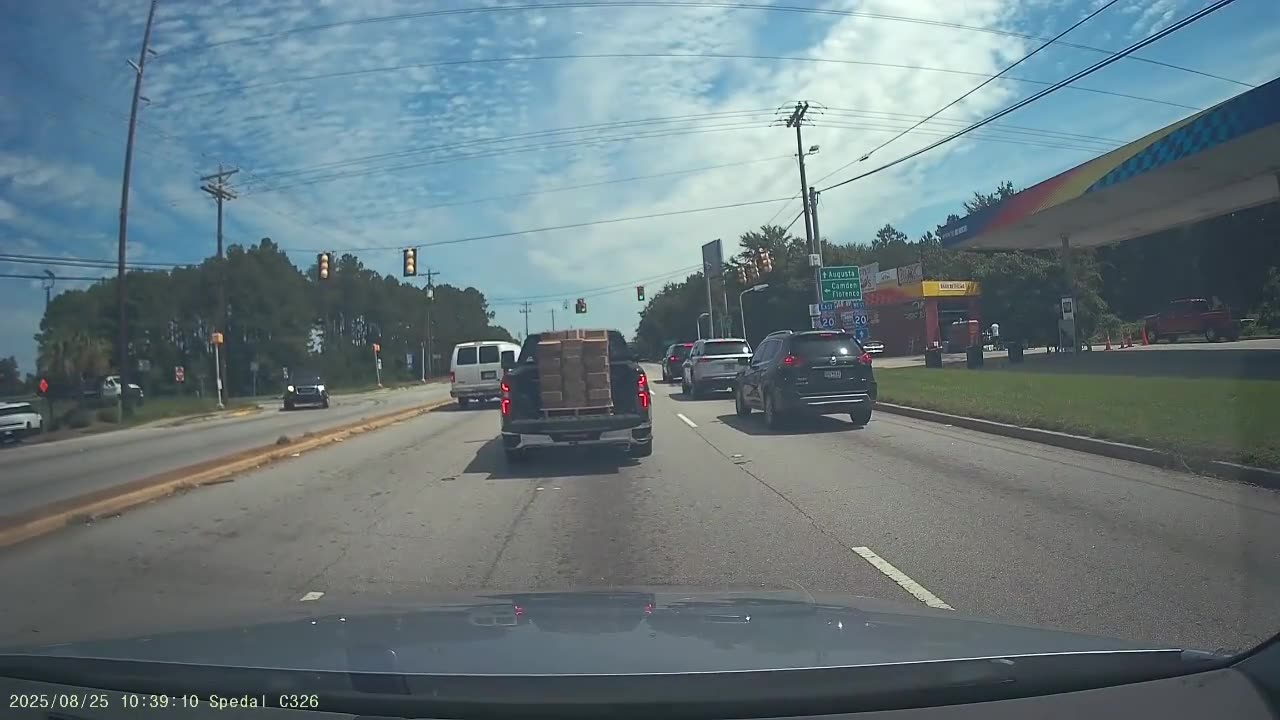 Truck Loses Load of Paving Stones at Green Light