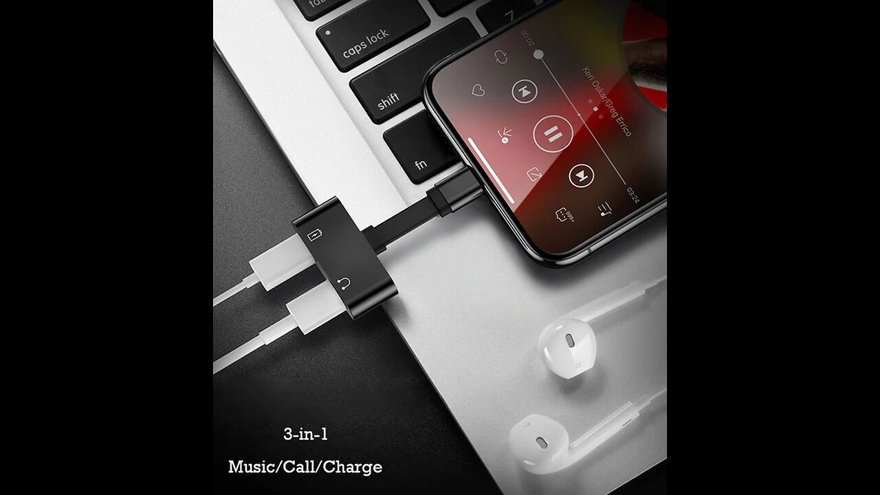 Dual-port Lightning Adapter for Listening and Charging