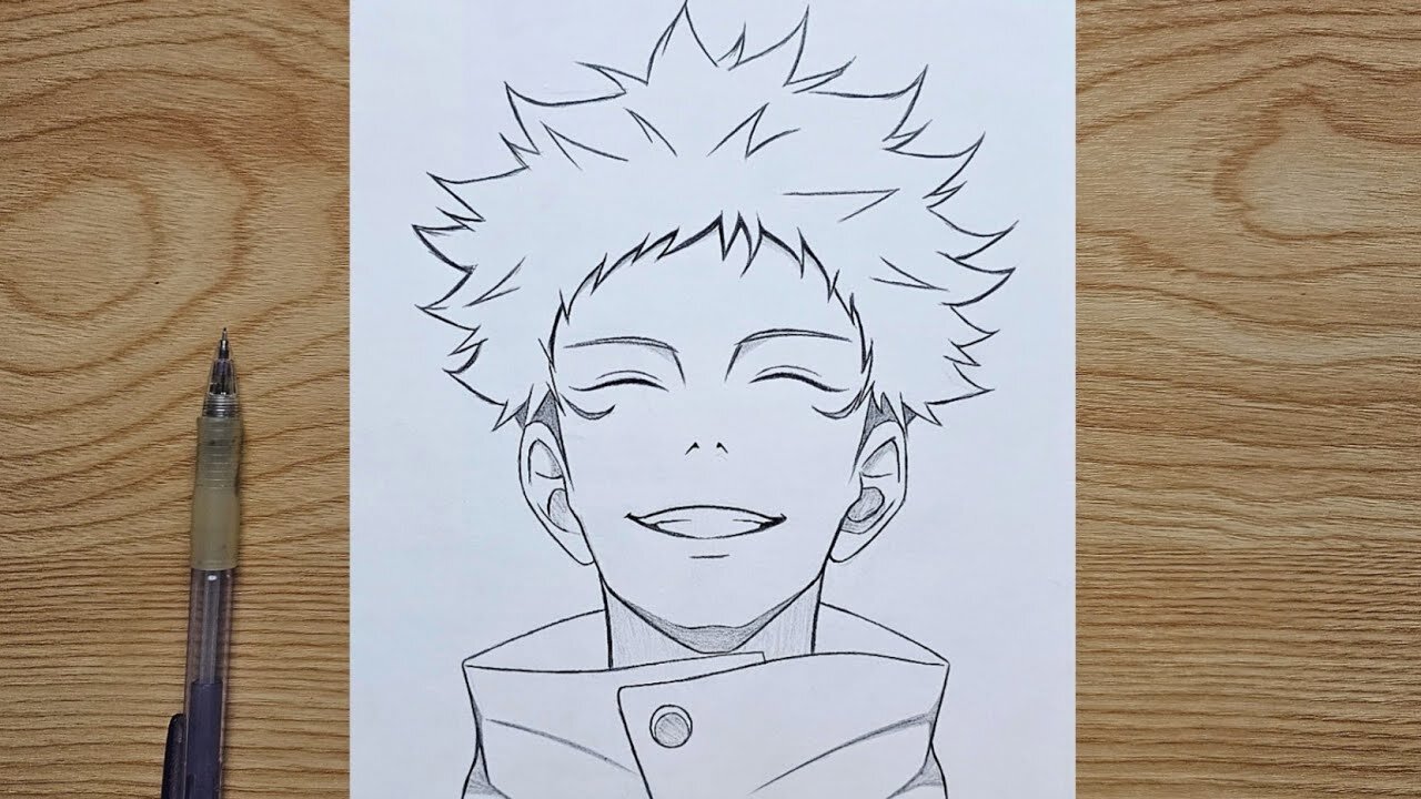 Itadori Yuji drawing easy | How to draw Yuji Itadori step by step ...