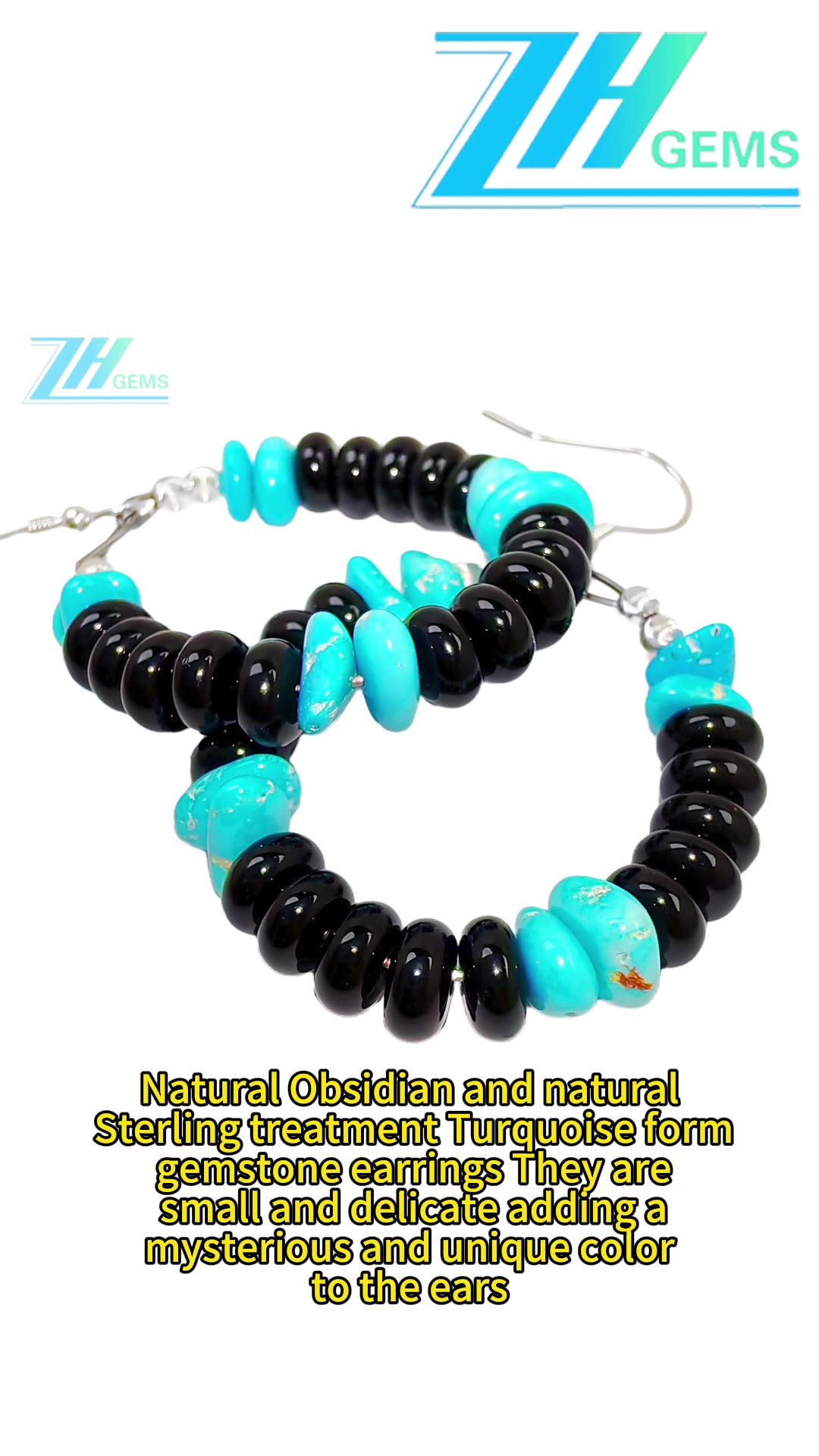 GN-20250314-03 Natural Obsidian and natural Sterling treatment Turquoise