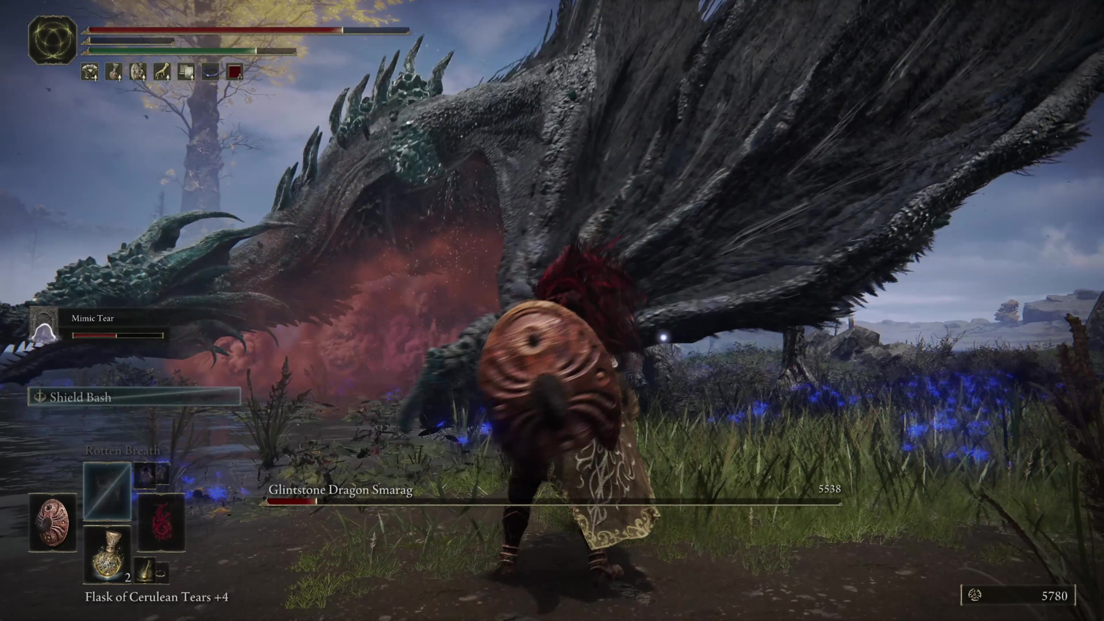 Elden Ring PC | Glintstone Dragon Smarag boss fight w/summoned Mimic ...