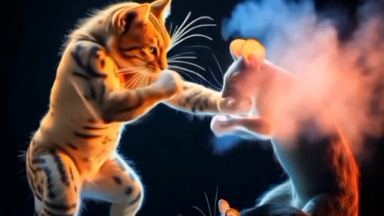 Cat rat fight