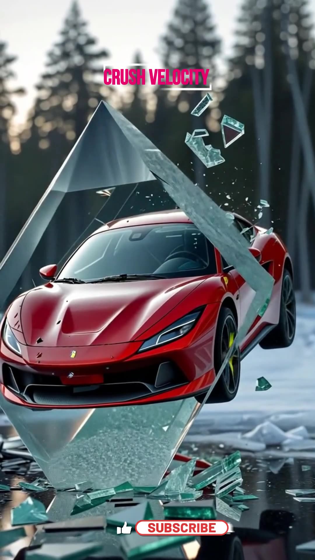 Ferrari F8 Tributo Frozen Mid-Crash Inside Crystal – Surreal 8K Cinematic!