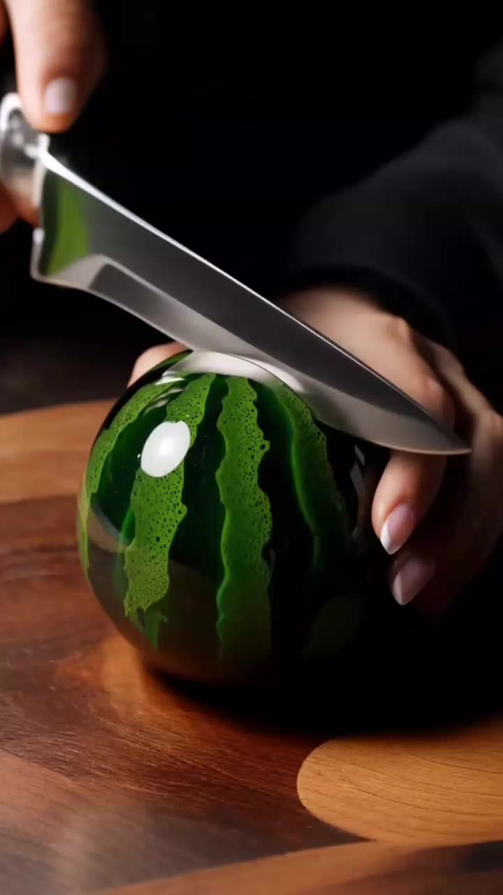 Ultra-Realistic Mini Watermelon Cutting ASMR | Satisfying Knife Sounds
