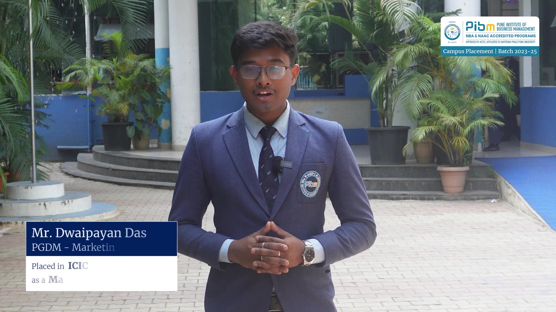 Batch 2023-25 Placements - Mr. Dwaipayan Das | ICICI Lombard | PIBM Pune