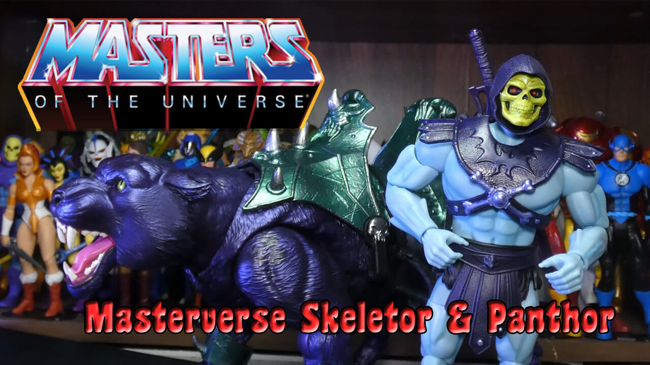 Master of the Universe Masterverse Panthor and Vintage Skeletor