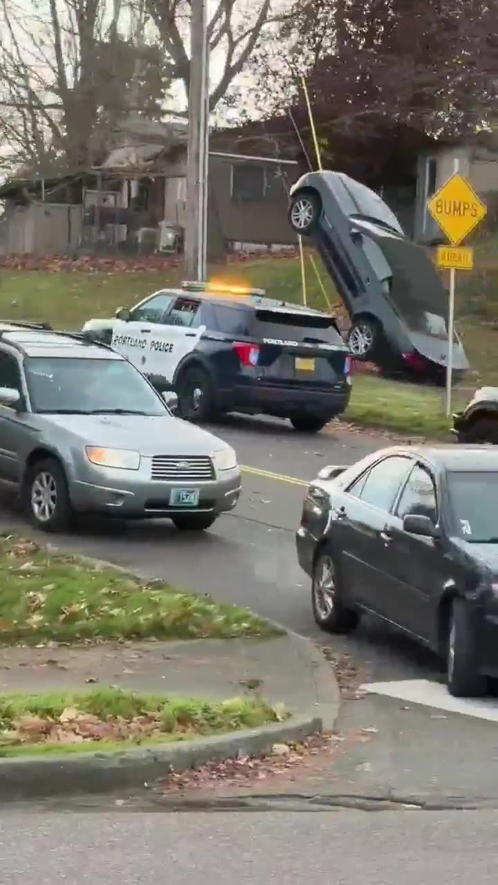 Vehicle Gets Stuck on a Power Line