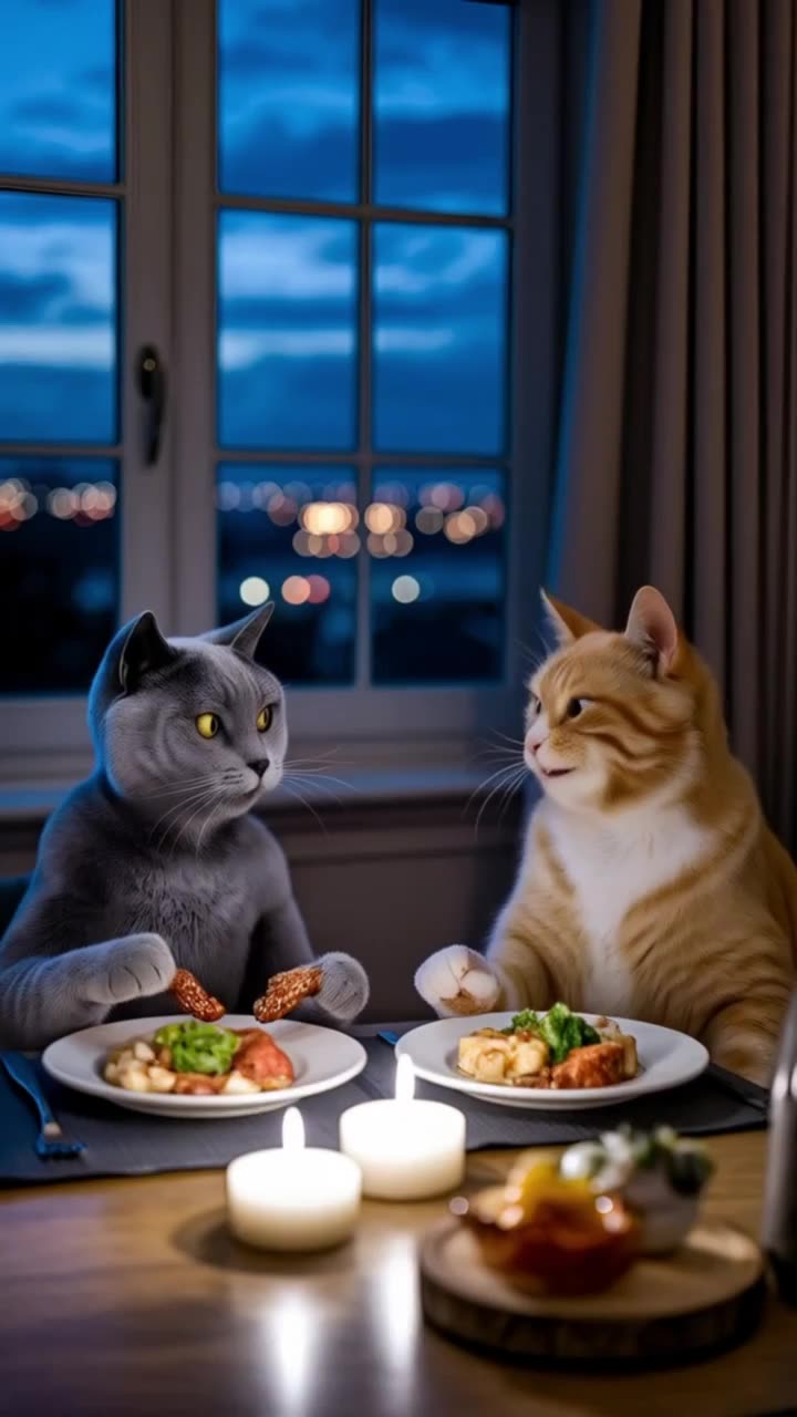 Cat Invites Best Friend to Dinner – The Cutest Meal Ever! 🍽️🐱