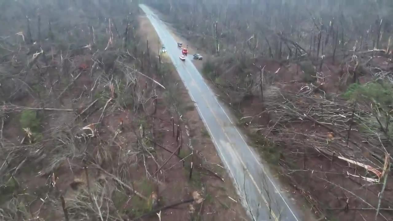 Aerial footage of the tornado damage in Gordo, Alabama. Video by Henry ...