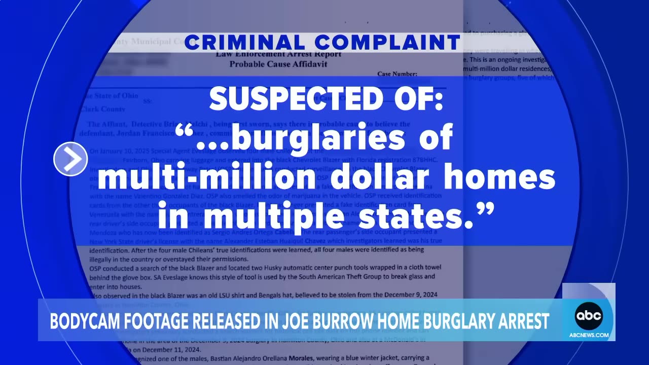 Police release footage of arrest suspects in Joe Burrow home robbery