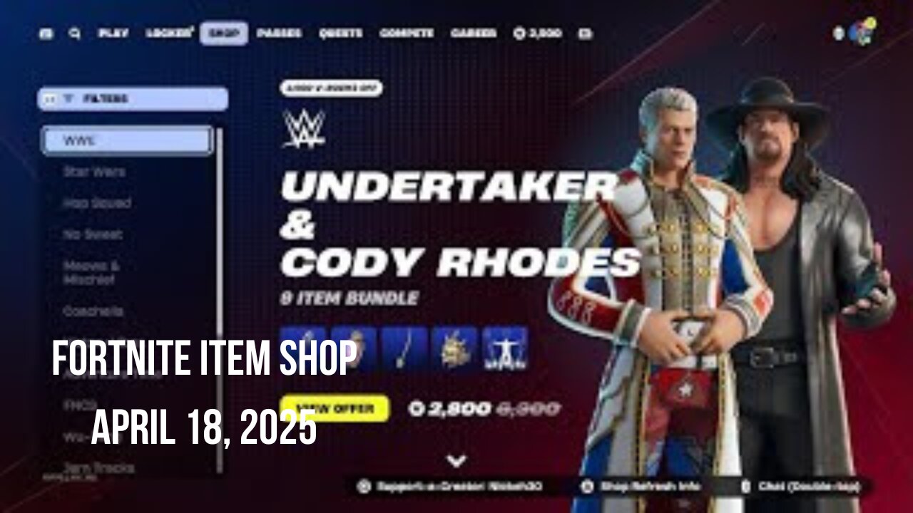 Fortnite Item Shop|April 18, 2025(*New* WWE Bundle & Hazard Hare Bundle)
