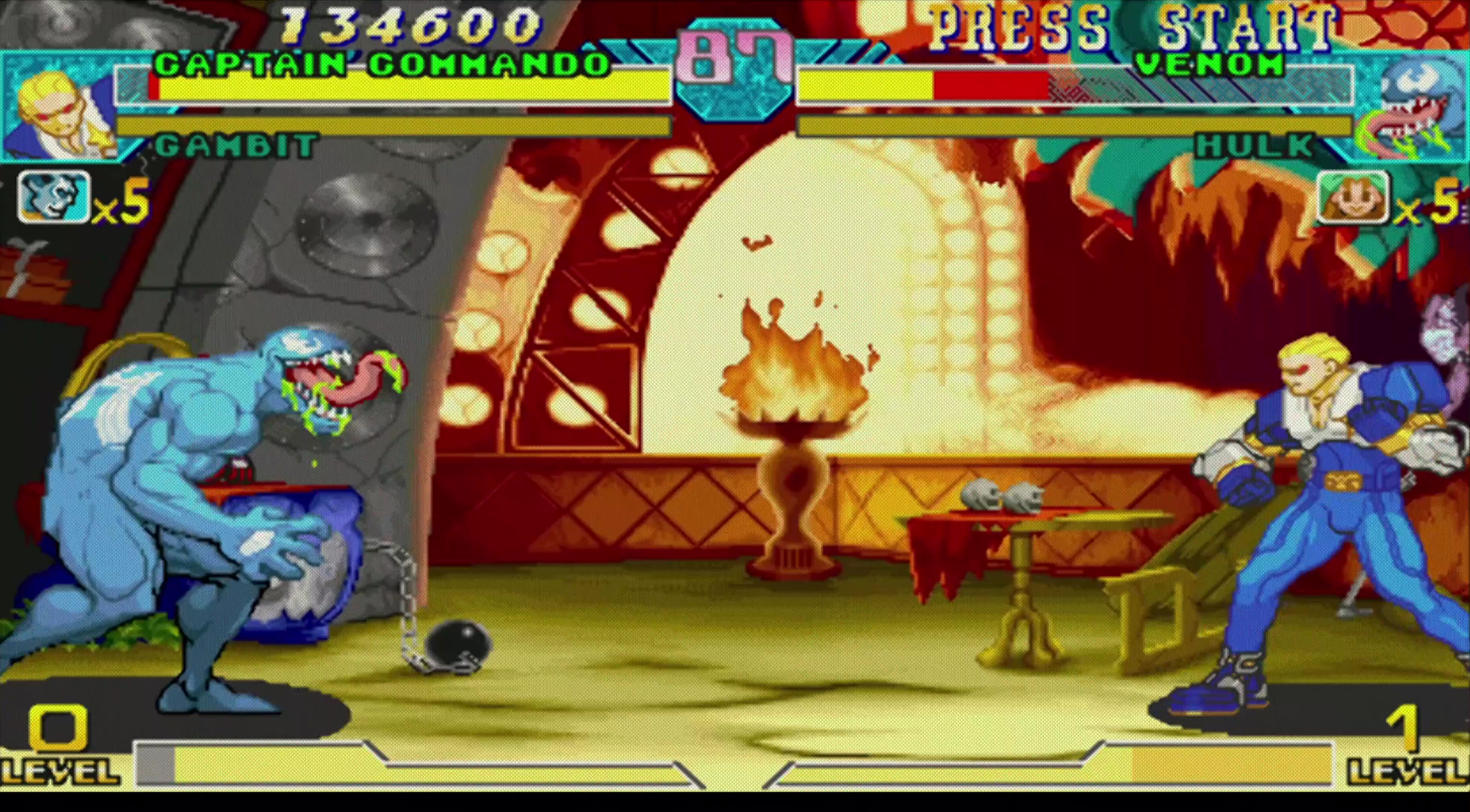 Captain Commando + Gambit vs Venom + Hulk