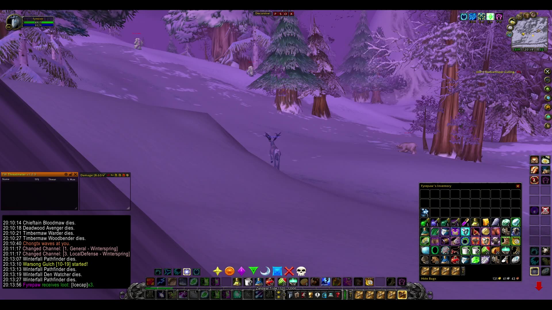 Turtle wow - mindless mining / herbalism - druid POV - Hyjal + Winterspring